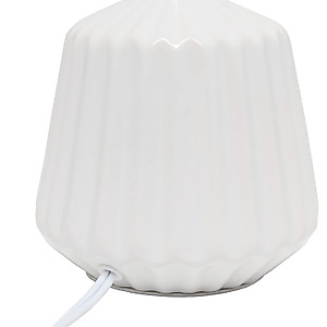Simple Designs LT1120-OFF Petite Mini Pleated English Ceramic Base Table Lamp, Off White