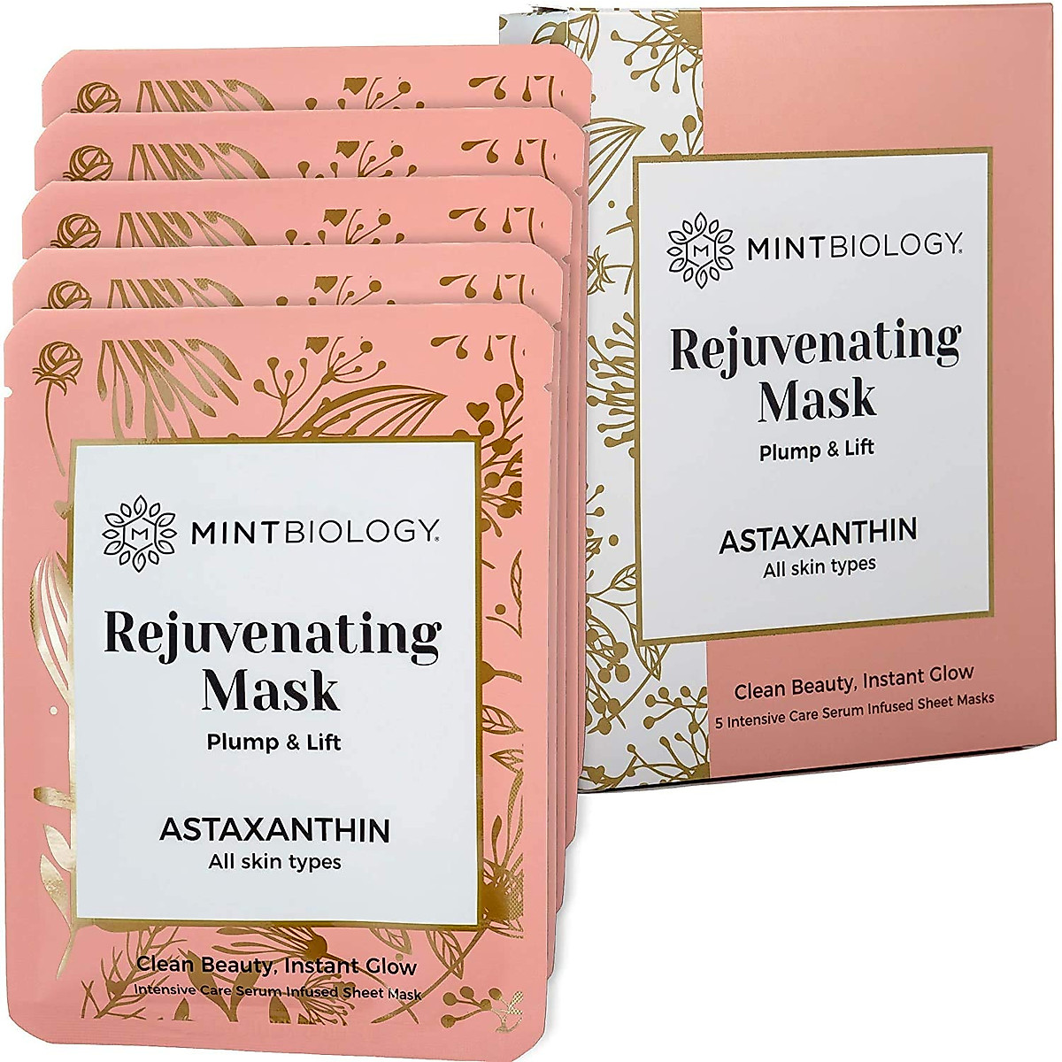 Korean Sheet Mask | AGELESS Advanced Nutrient Locking Korean Skin Care Masks | Astaxanthin & Collagen Face Mask for Women | Nourish, Hydrate & Soften Lines & Wrinkles Spots | Cruelty Free Facial Masks