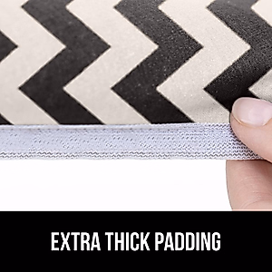 The Original GORILLA GRIP Ironing Board Cover, Silicone Coating, Full Size Scorch Resistant Padding, Elastic Edge, Iron Pad Covers Standard Boards, Hook and Loop Fastener Strap, Chevron Black Linen