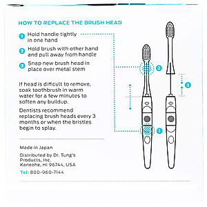 DR TUNG'S Ionic Hygienic Replacement Brush Heads - 2 count (Pack of 3)