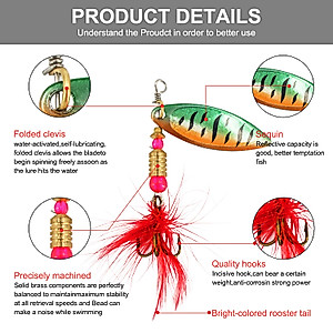 16PCS Fishing Lures,Spinner Baits Lures,Fishing Gifts for Men, Bass Fishing Baits for Freshwater Saltwater,Portable Tackle Bag Included