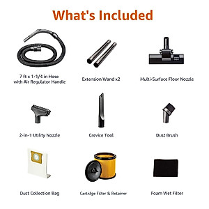 Amazon Basics 6 Gallon, 3.5 HP Stainless Steel Wet/Dry Vacuum, Ss, Grey, Black