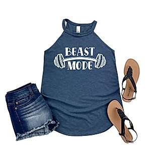 BEAST MODE Womens Weights Workout Rocker Tank Top | Womens Work Out Tank Top | Fitness Tank Top | Lift Weights Shirt | in Assorted Colors and Plus Sizes XS-4XL
