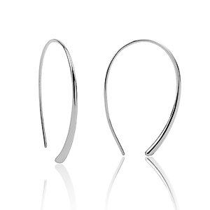 Threader Earrings 925 Sterling Silver Pull Through Hoops Drop Dangle Minimal Everyday Earrings
