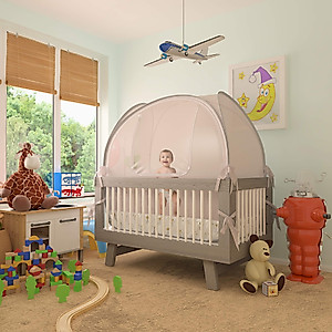 Nahbou Baby Crib Tent - Crib Canopy: Net Cover Crib Tent to Keep Baby from Climbing Out and Safety Crib Tent to Keep Cats Out. Popup Crib Net and Crib Cover Protects Against Mosquito Bites & Toddlers