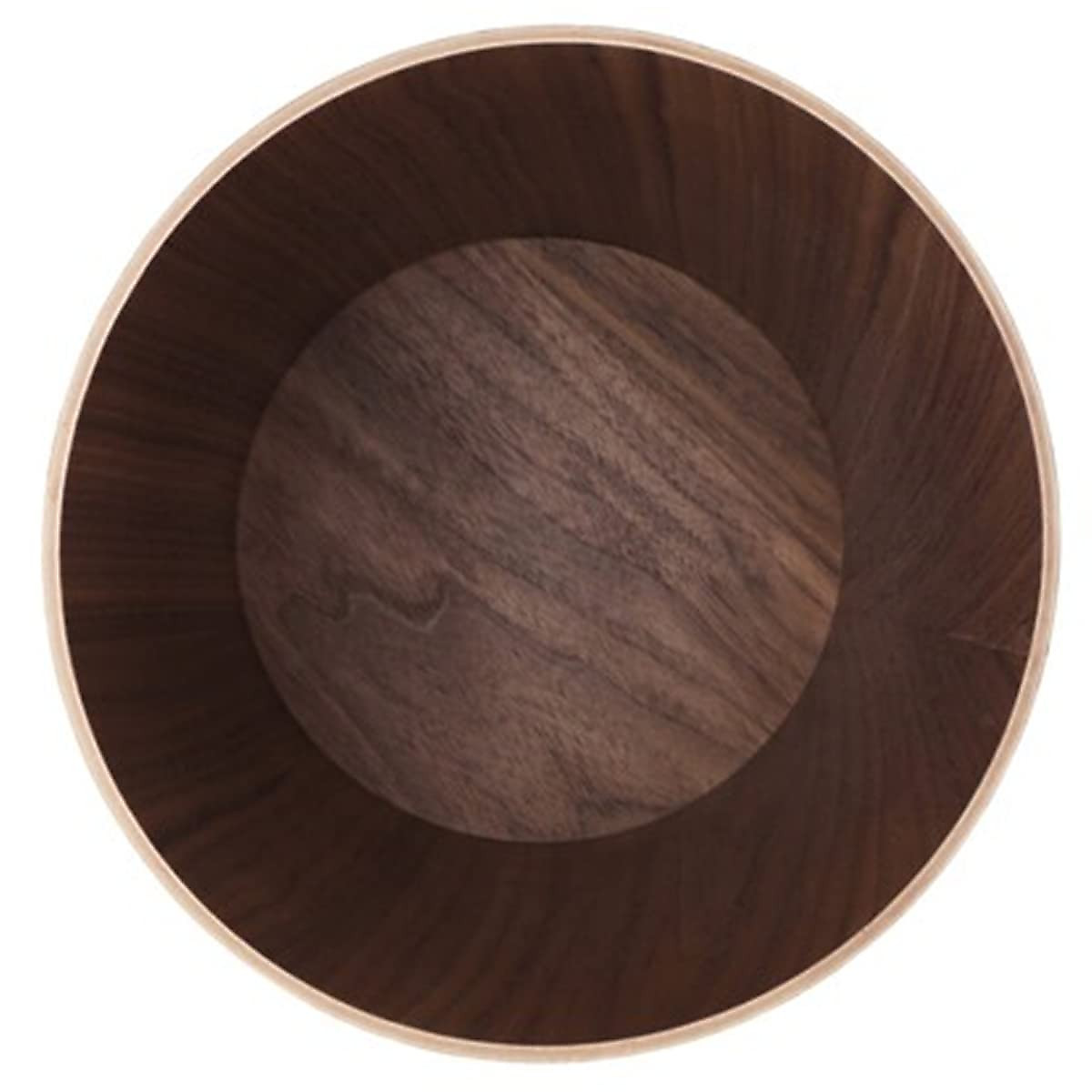 BISOZER Wood Trash Can, Round Stackable Wastebasket, Natural Wood Garbage Recycling Bin for Bathrooms, Powder Rooms, Kitchens, Home Offices (A-Dark Wood)