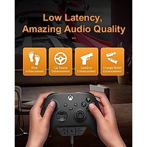 OLCLSS Stereo Headset Adapter for Xbox One, Black, 3.5mm Audio Jack, Compatible with Xbox One Controllers