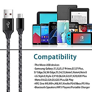 Adaptive Fast Charger Android Charger for Samsung Galaxy S7 Edge S6 S5 J3 J3V J7 J7V J5,Moto G5 G4 E6 E5 E4,LG Stylo 3 2 G4 K50 K40 K22 K20,Tablet,Android Phone,HTC, 3ft Fast Charging Micro USB Cable