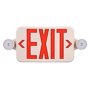 VEVOR LED Emergency Exit Sign, Dual Adjustable LED Heads, Battery-Backed Fire Exit Lighting, Red Letter Combo, Commercial Grade