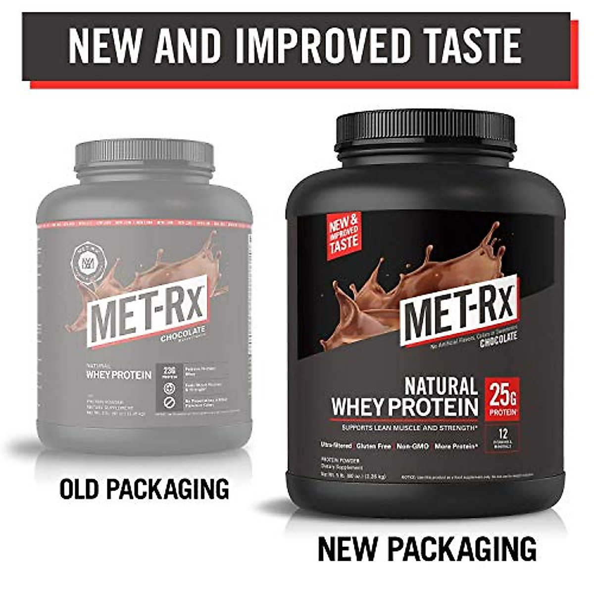 MET-Rx Natural Whey Protein Powder, Chocolate Protein Powder, 5 Lb