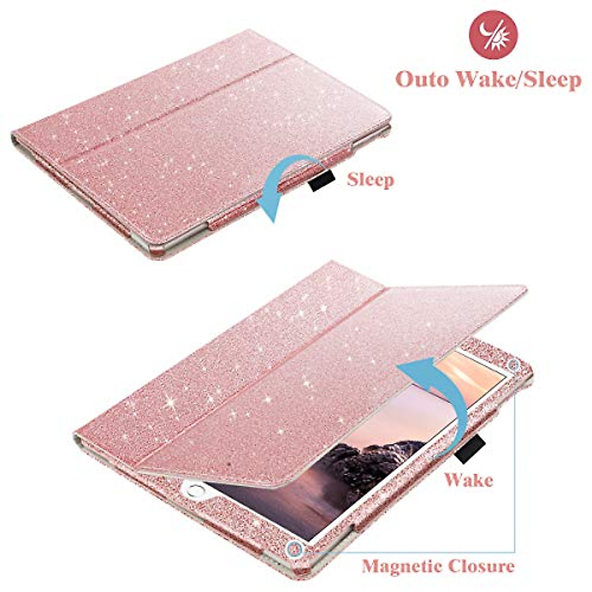 Fingic for iPad 10.2 Case 2021/2020/2019 - iPad 9th/8th/7th Generation Case Luxury Sparkly Folio Folding Stand Cover Auto Wake/Sleep Smart Case for New iPad 10.2” 2021/2020/2019 (9th/8th/7th Gen)