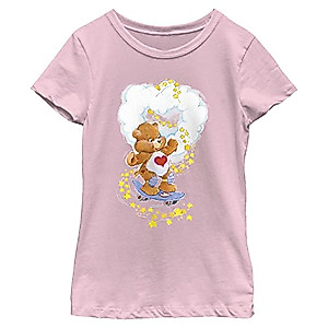 Fifth Sun Care Bears A Little Kidness Girls Short Sleeve Tee Shirt, Light Pink, Small