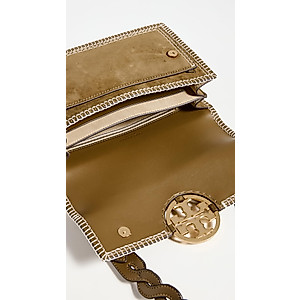 Tory Burch Women's Miller Suede Stitched Flap Shoulder Bag, Toasted Sesame, Tan, Brown, One Size