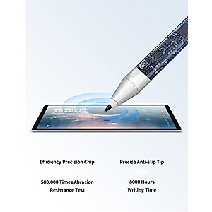 Pen for Surface - Stylus Pen for Microsoft Surface Pro 9/8/X/7/6/5/4/3/Surface 3/go/go 2/go 3/Book/Laptop/Studio - Palm Rejection Pencil for Windows, HP, ASUS - Silver