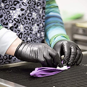 AMMEX Black Nitrile Disposable Exam Gloves, 3 Mil, Latex & Powder Free, Food-Safe, Textured, Non-Sterile, Medium, Box of 100