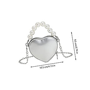 TENDYCOCO 3pcs Body Clutch Shaped Pearl Gift Wrist Strap Evening Silver Gifts Crossbody Cross With Valentines for Chic Purse Fashion Tote Bag Heart Chain Heart-shaped Small Women Handle