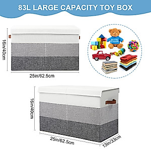 Mayniu Large Toy Box with Divider, Sturdy Toy Storage Chest Organizer Bin Basket with Lid for Kids, Boys, Girls, Nursery, Living Room, Bedroom, Playroom, Closet, 25"x13" x16"(Gradient Grey)