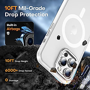 KISEN for iPhone 14 Pro Max Case Magnetic Compatible with MagSafe Slim Translucent Matte Phone Case Cover 6.7 inch, Frosted White