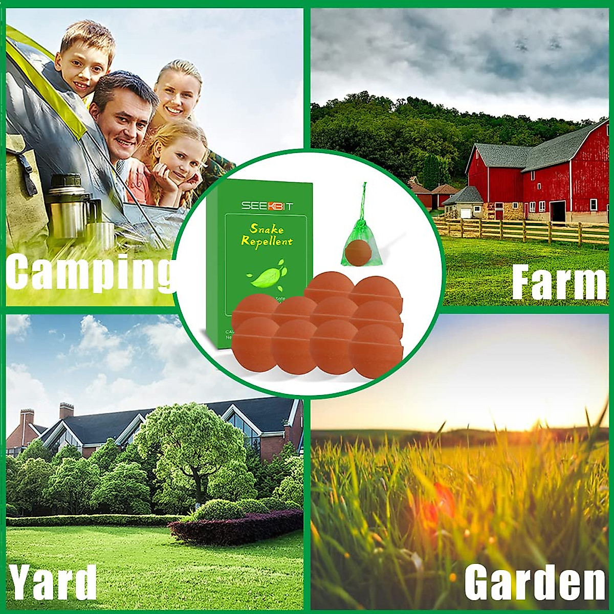 10 Pack Snake Repellent for Outdoors Pet Safe, Green Snake Repellent for Yard Powerful for Repelling Snakes and Other Pests, Snake Away Repellent for Outdoors Indoors Lawn Garden Camping Fishing