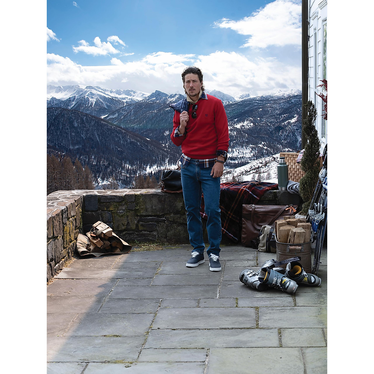 Chaps Men's Solid Color Casual True Rib Crew Socks-1 & 3 Pairs-Cotton Comfort and Breathable Mesh, Red, Shoe Size: 6-12