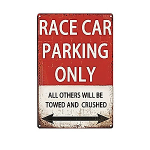 Race Car Room Decor For Boys，Vintage Car Metal Tin Signs Bedroom And Garage Cars Sign Wall Decor Race Car Parking Only 8x12 Inch