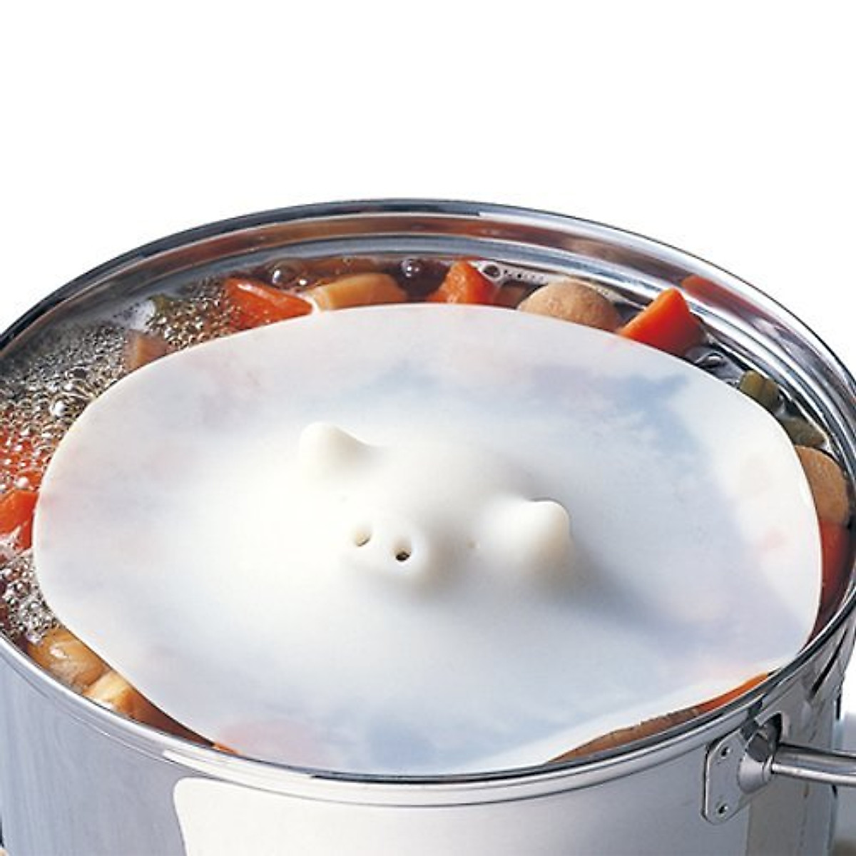 Marna White Piggy Steamer - Multipurpose Lid for Steaming, Covering, and Opening Jars