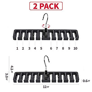 2 PCS Belts Rack, Storage Organizer, Hanger, Holder - Closet tie Racks Hangers Sturdy for Men Women, Black