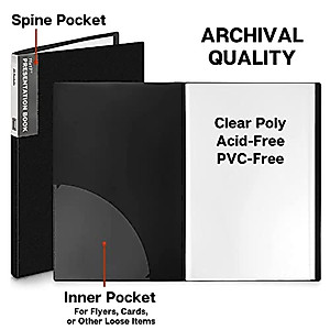 Dunwell 11x17 Binder with Sleeves - (Black), Art Portfolio Folder 11 x 17, Large Folder with Clear Sheet Protectors, 24-Pocket Displays 48 Pages 17x11 Posters, Kids Artwork Organizer, Archival Quality