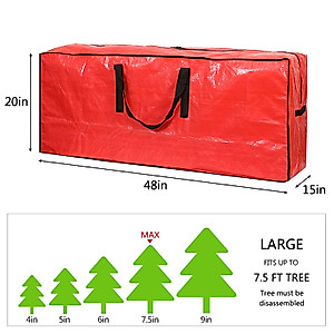 Sattiyrch Christmas Tree Storage Bag - Fits Up to 7.5 ft Holiday Xmas Disassembled Trees with Durable Reinforced Handles & Dual Zipper - Waterproof Material Protects from Dust,Moisture(Red)