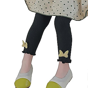 Looching 4 Pack Baby Toddler Kids Girls Footless Tights Cotton Leggings Cable Ribbed Knit Ruffle Stocking Pant with Bow(12-24 Months)