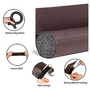 Lazy Monk Foam Door Draft Stopper 32 - 36 Inch Bottom Gap Filler One Sided, Under Door Breeze Blocker Weather Strip Cold Warm Air Wind Insulator Seal, Sliding Door Noise Reduction Sound Proof Cover