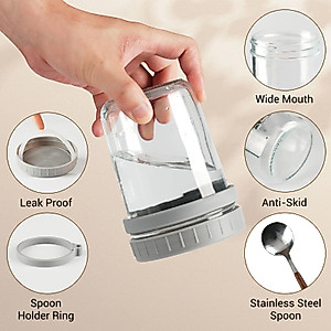 Overnight Oats Jars,Mason Jars for Overnight Oats with Lid and Spoon,10 Oz Glass Meal Prep Containers with Measurement Marks,Perfect Size for Overnight Oats,Salad Yogurt,Cereal,Fruit (4 PACK A)