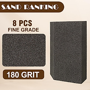 180 Grit Angled Sanding Blocks, Jamiikury Fine Sponge Sand Block Washable and Reusable, Wet & Dry Sandpaper Block for Wood Metal Drywall and Furniture Paint - Pack of 8
