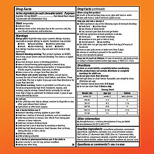 Amazon Basic Care Children's Ibuprofen Chewable Tablets, 100 mg, Grape Flavor, Pain Reliever and Fever Reducer, 24 Count