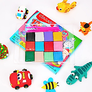 CiaraQ Small Modeling Clay Set, 12 Colors Safe & Non-Toxic Oven Bake Polymer Clay Starter Kit for Kids/Beginners