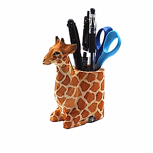 TANG SONG Creative Wood Carving Giraffe Handicrafts Pen and Pencil Holder Office Desk Supplies Organizer Pencil Cup