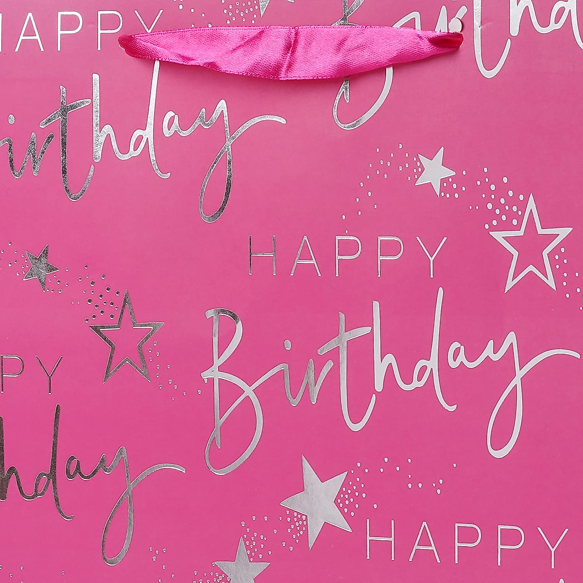 JWSCYSY 16.5" Extra Large Happy Birthday Gift Bag with Card and Tissue Papers, Huge Gift Bag for Kids Girls Birthday Party (Pink)