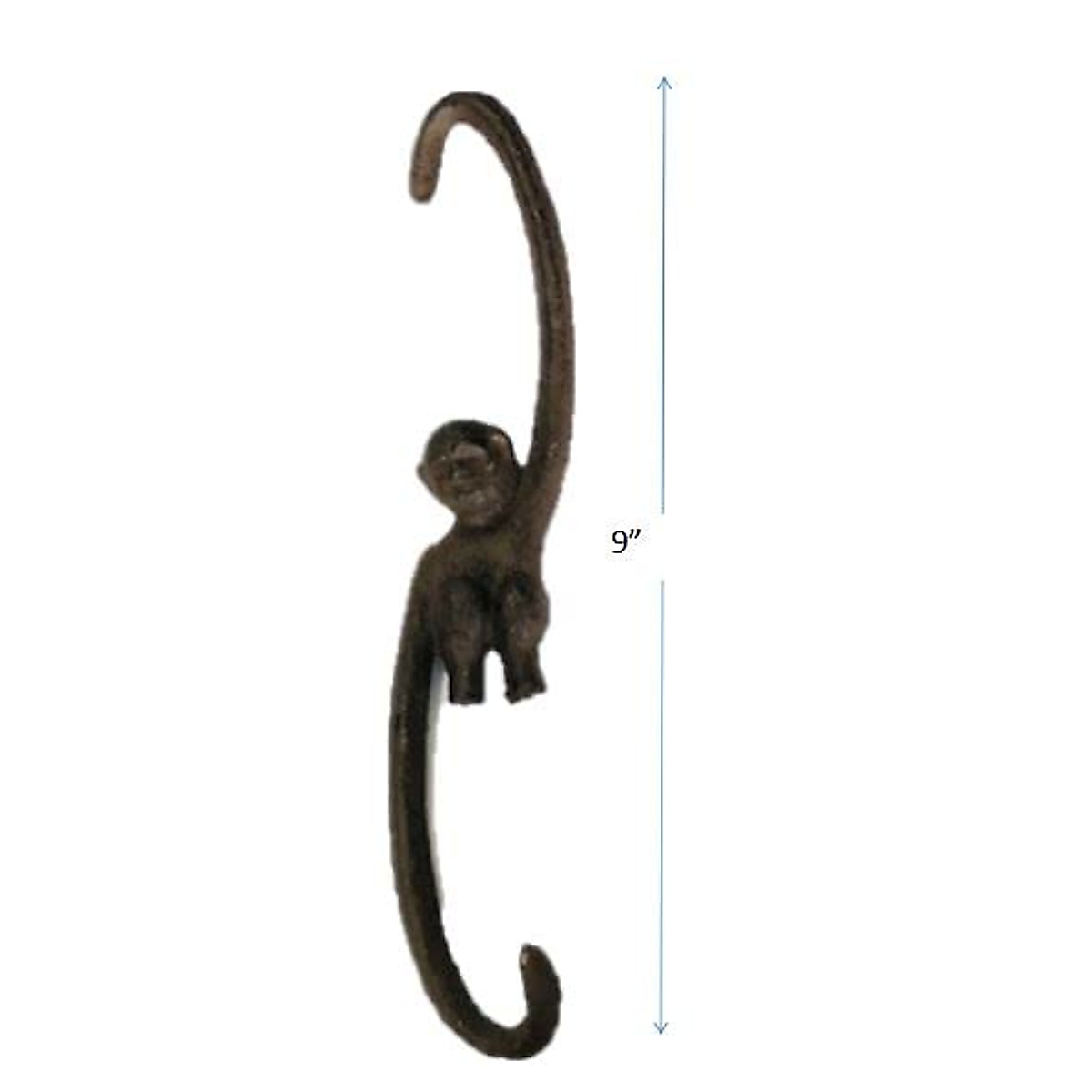 Midwest Craft House 12 Monkey Hooks Plant Camp Kettle Hook Chain Hanger CAST Iron Ape 9 1/4" Long