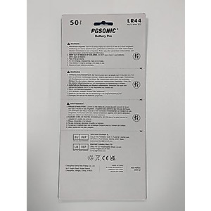 PGSONIC 50 Pack LR44 Batteries, 1.5 Volt Alkaline Button Cell Batteries with Long Lasting Power