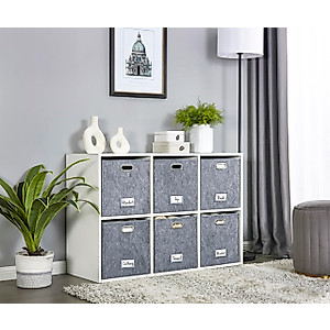 DECOMOMO 11 inch Cube Storage Bin, Storage Cubes with Labels Felt Basket for Shelves Closet Toys Clothes Books (Cube 11" / 6pcs, Dark Grey)