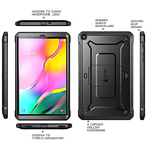 SUPCASE for Galaxy Tab A 10.1 Case with Screen Protector (Unicorn Beetle Pro), [Built-in Stand] Full-Body Rugged Heavy Duty Protective Tablet Cover for Samsung Galaxy Tab A 10.1 (2019), Black