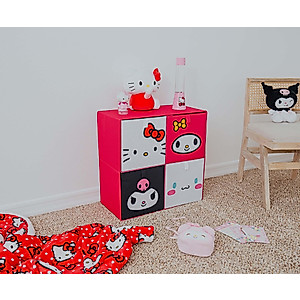 Sanrio Hello Kitty and Friends 11-Inch Fabric Storage Bins, Set of 4 | Cube Organizers For Cabinet, Closet