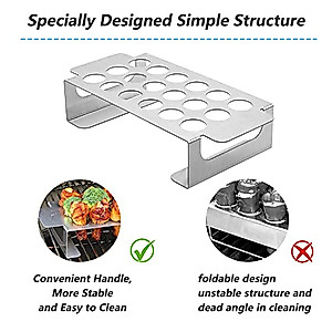 Zemibi Grill Pepper Rack for Smoker, Barbecue Stainless Steel Grilling Roasting Rack 18 Capacity with Handle, Cooking Chili Pepper and Chicken Wings & Legs Roaster on BBQ Oven or Smoker, Non-Stick