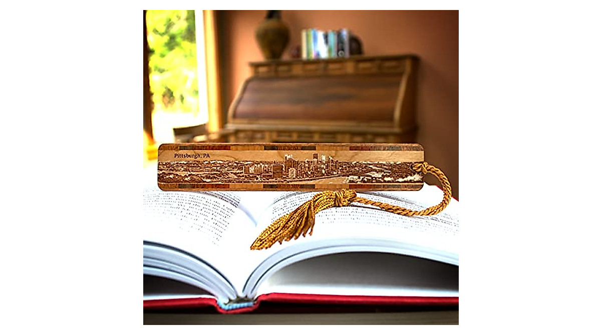 Pittsburgh Skyline Wooden Bookmark - Handmade USA Gift