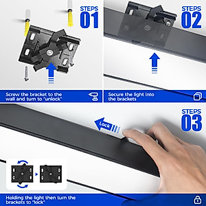 Barrina 4FT LED Linear Light 5568-0-10V Series, 2nd-Generation, Dimmable 45W 4500LM (Dimmer Not Included), Seamless Connection, 3000K-6000K Color Changing, Linkable Office Lighting, Black, 4 Packs