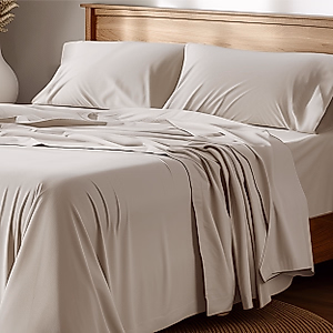 Bedsure Cotton Percale Twin Sheets Set - 100% Cotton Bed Set for Twin Size Bed, Breathable & Crirsp Soft Sheets, Deep Pocket Up to 16 Inches, Bedding Bedsheets & Pillowcases, Linen