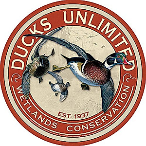 Desperate Enterprises Ducks Unlimited Round Aluminum Sign with Embossed Edge - Nostalgic Vintage Metal Wall Decor - Made in USA