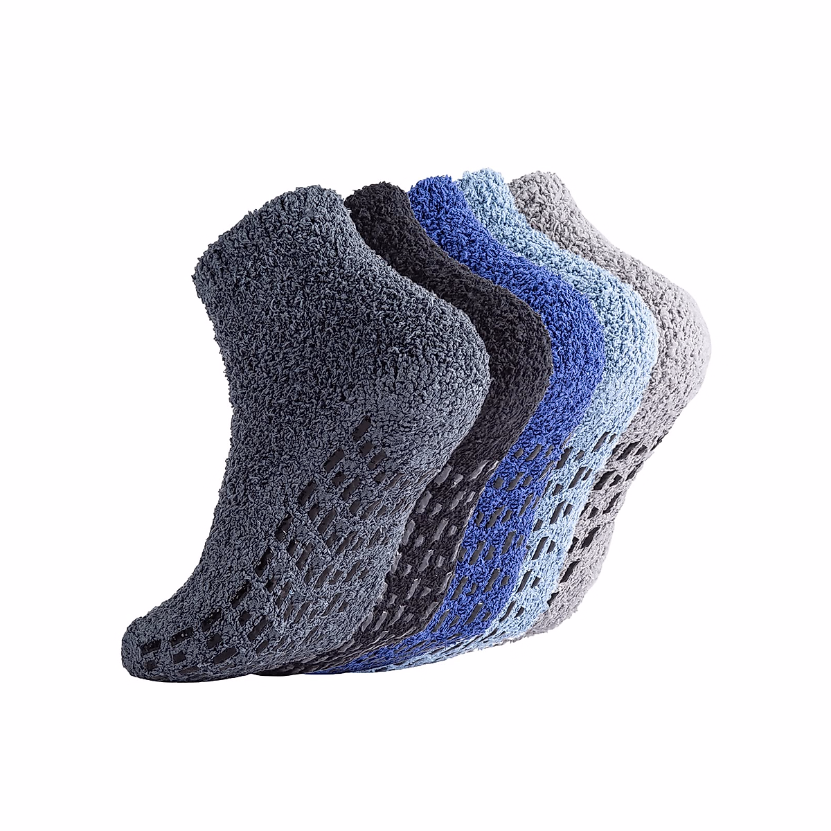 Breslatte Non Slip Socks Hospital Socks with Grips for Women Grip Socks for Women Fluffy Socks with Grips for Women 5 pairs 2 Darkcolor