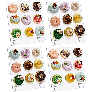 4 Pack Acrylic Donut Stand Clear Donut Board Donut Stand Holder Square Donut Display Wall Stand Clear Donut Stand with 9 Pillars for Party Wedding Birthday Decorations