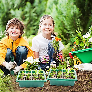 LAWNFUL Illuminated Seed Starter Tray Kit: 60 Peat Pellets + 4 Pack Germination Trays with Grow Light & Humidity Dome + 80 Plant Labels + Scissor + Gardening Tools Seedling Boxes Set